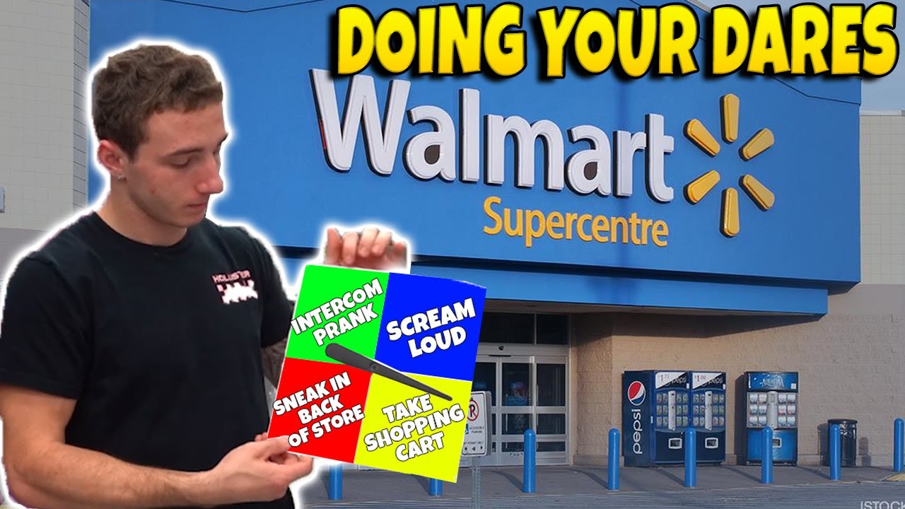 Spin The Wheel DARES in WALMART! Challenge - YouTube