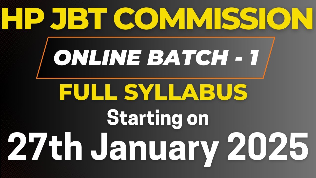 HP JBT Commission 2025 | Online Batch-1 | Starting from 27th Jan. 2024 ...
