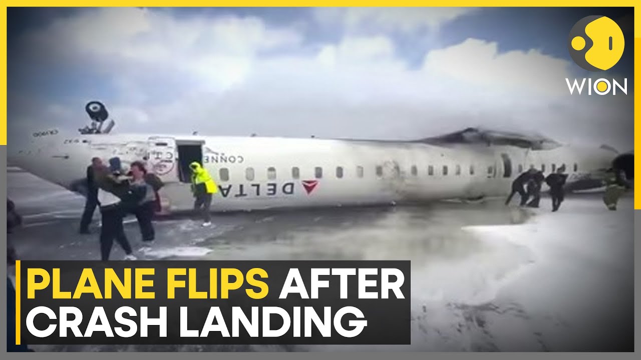Delta Airlines Plane Flips Upside Down on Landing at Toronto Airport ...