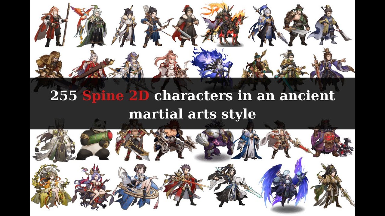 255 Spine 2D characters in an ancient martial arts style - YouTube