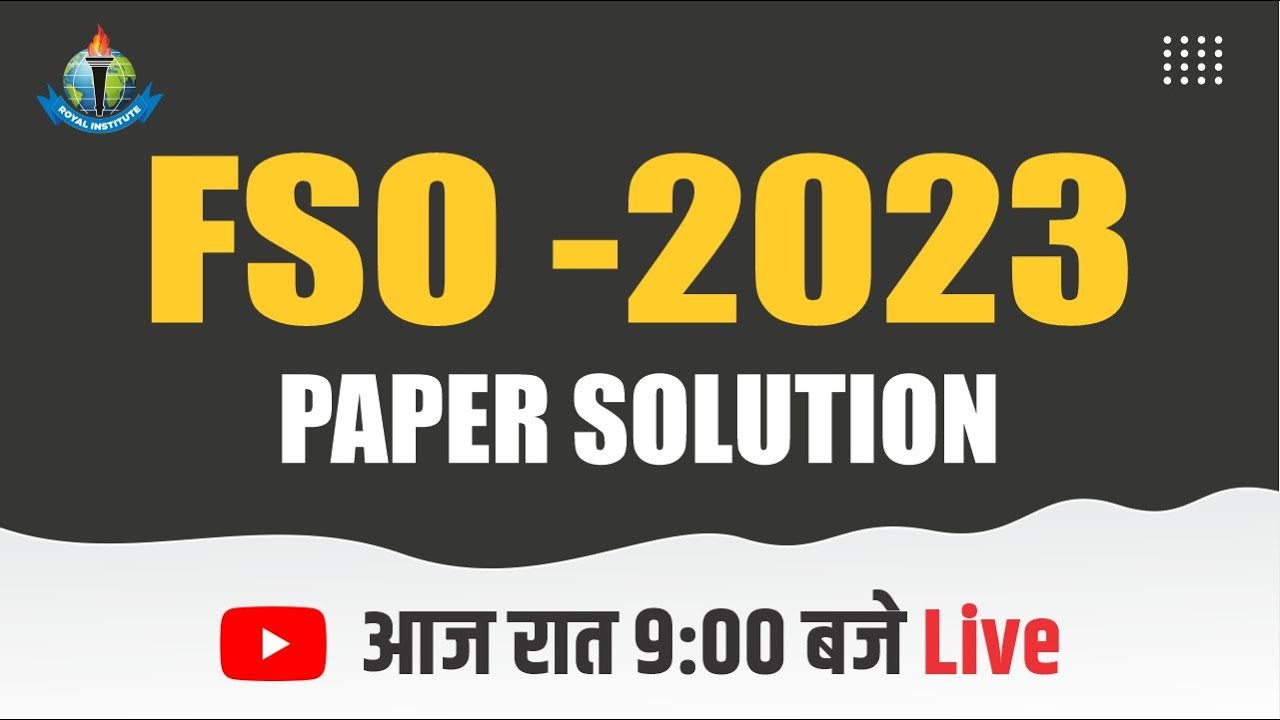 FSO 2023 Paper Solution Food Safety Officer Answer Key 2023 Food fso-2023-paper-solution-food-safety-officer-answer-key-2023-food