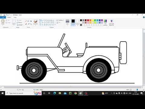How to Draw Mahindra Thar ||MS Paint In Computer||Easy and Simple.#drawing #painting # ...