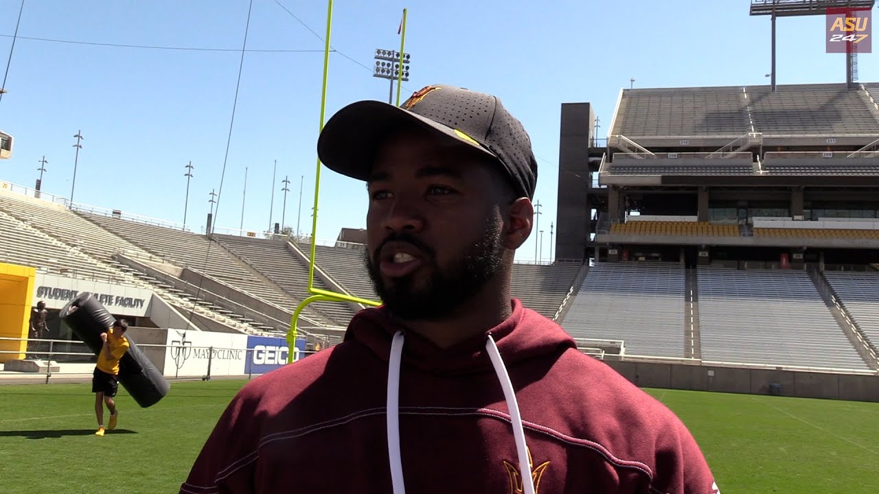 ASU WR coach Ra'Shaad Samples following Tuesday spring practice (04/11 ...