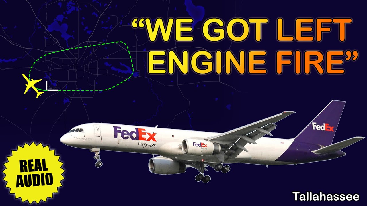 “WE GOT LEFT ENGINE FIRE”. FedEx B757-200 reported engine fire warning ...