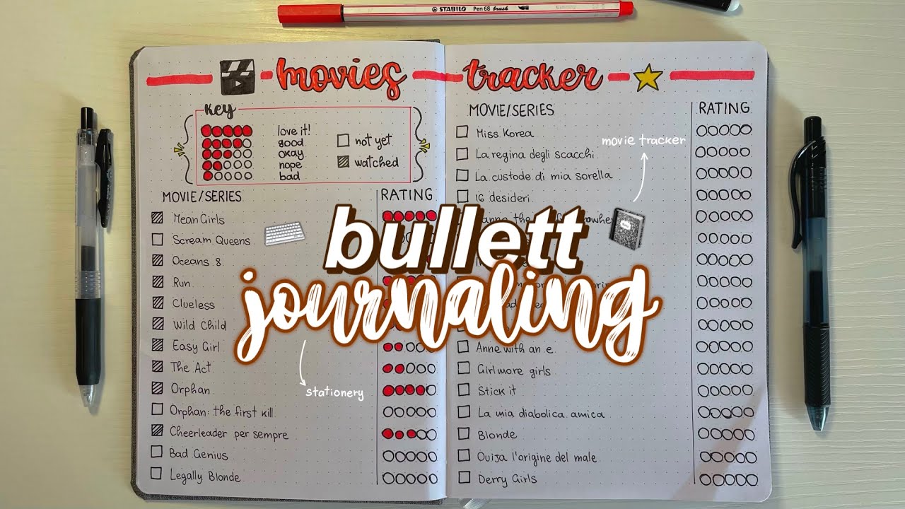 Making a movie tracker on my bullett journal 📓| journaling time lapse ...