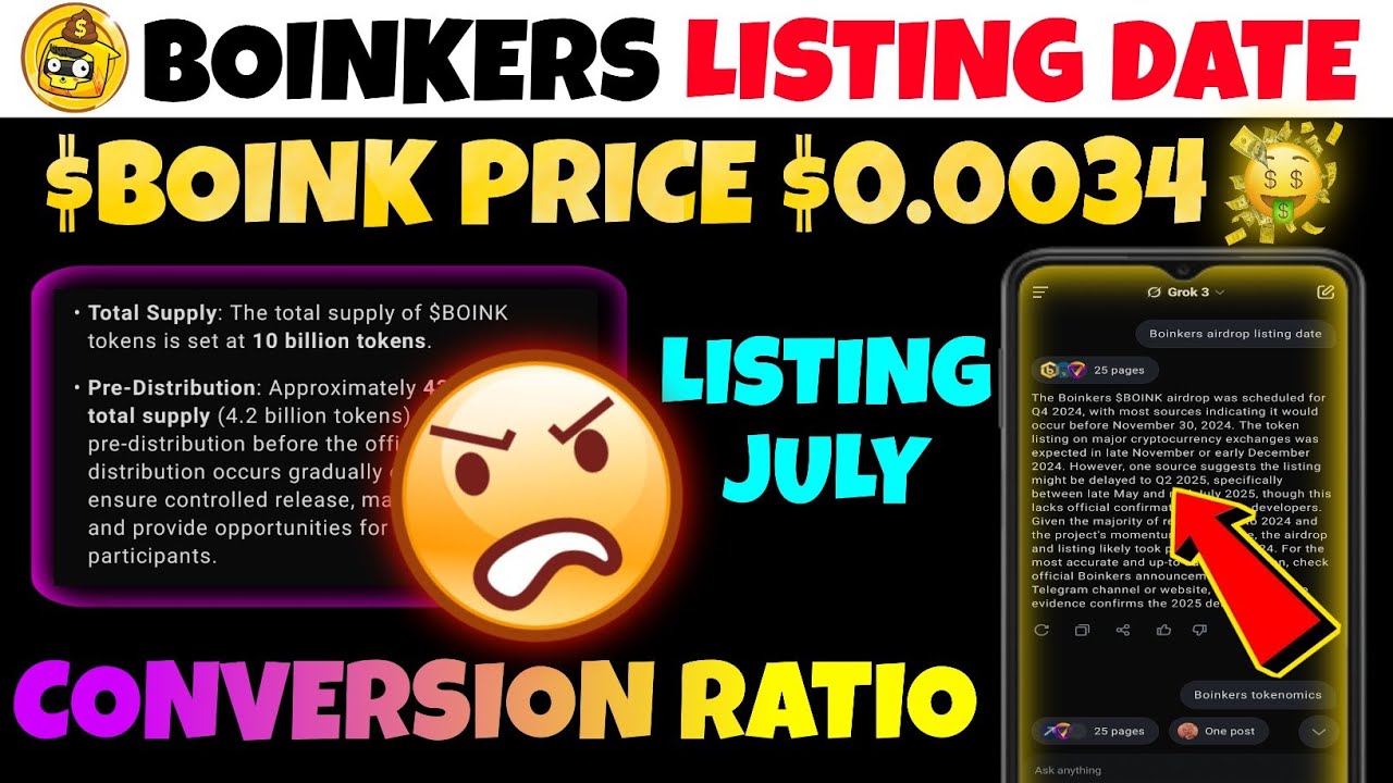 Boinkers Airdrop Listing Date 🥳 | Boinkers Airdrop Update Today ...