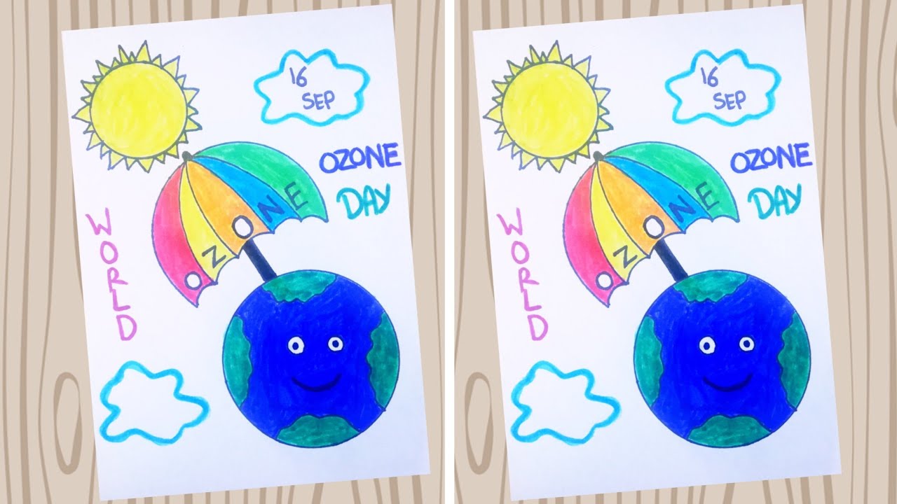 World Ozone Day Drawing / Save Ozone Layer Poster Drawing / World Ozone ...