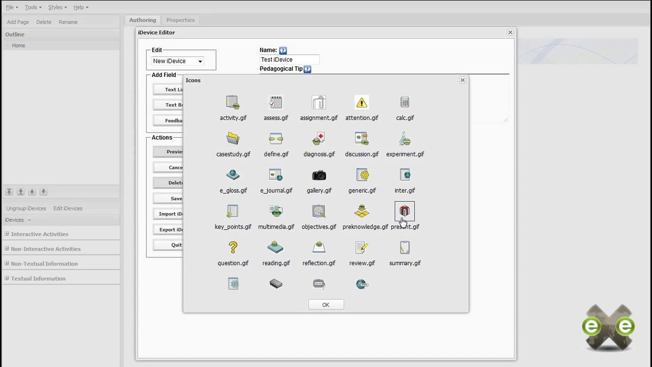 eXeLearning Seleccionar el icono de un iDevice (How to select the iDevice icon) - YouTube