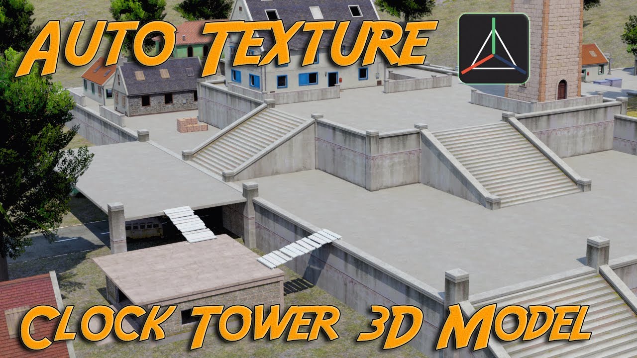 Full Clock Tower 3D Model With Auto Texture | Auto Texture Clock Tower ...