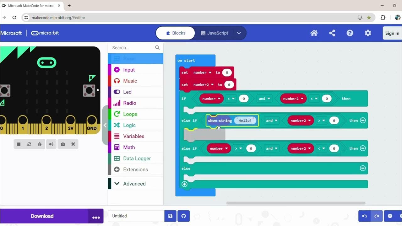 Microsoft MakeCode Micro:bit Project 34: 'Logical Operator 'AND ...