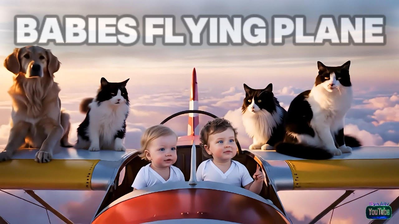 Babies Flying plane Along with Puppies and Kittens - YouTube