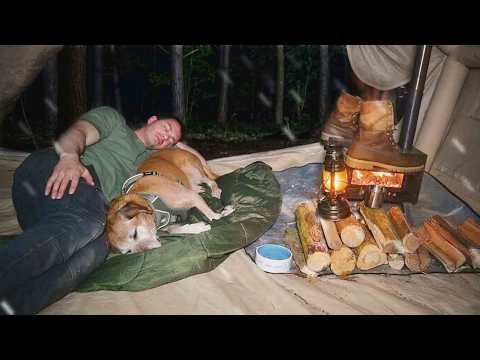 Hot Tent Camping with My Dog – Rain, Wind & River Crossing