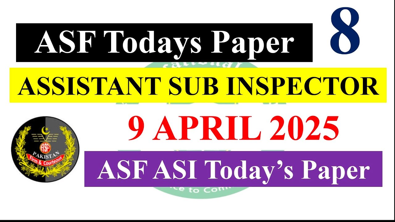 ASF Today's Paper 9-4-2025 | ASF ASI Complete Solved Paper 9-4-2025 | ASI Solved Paper Today 9 ...