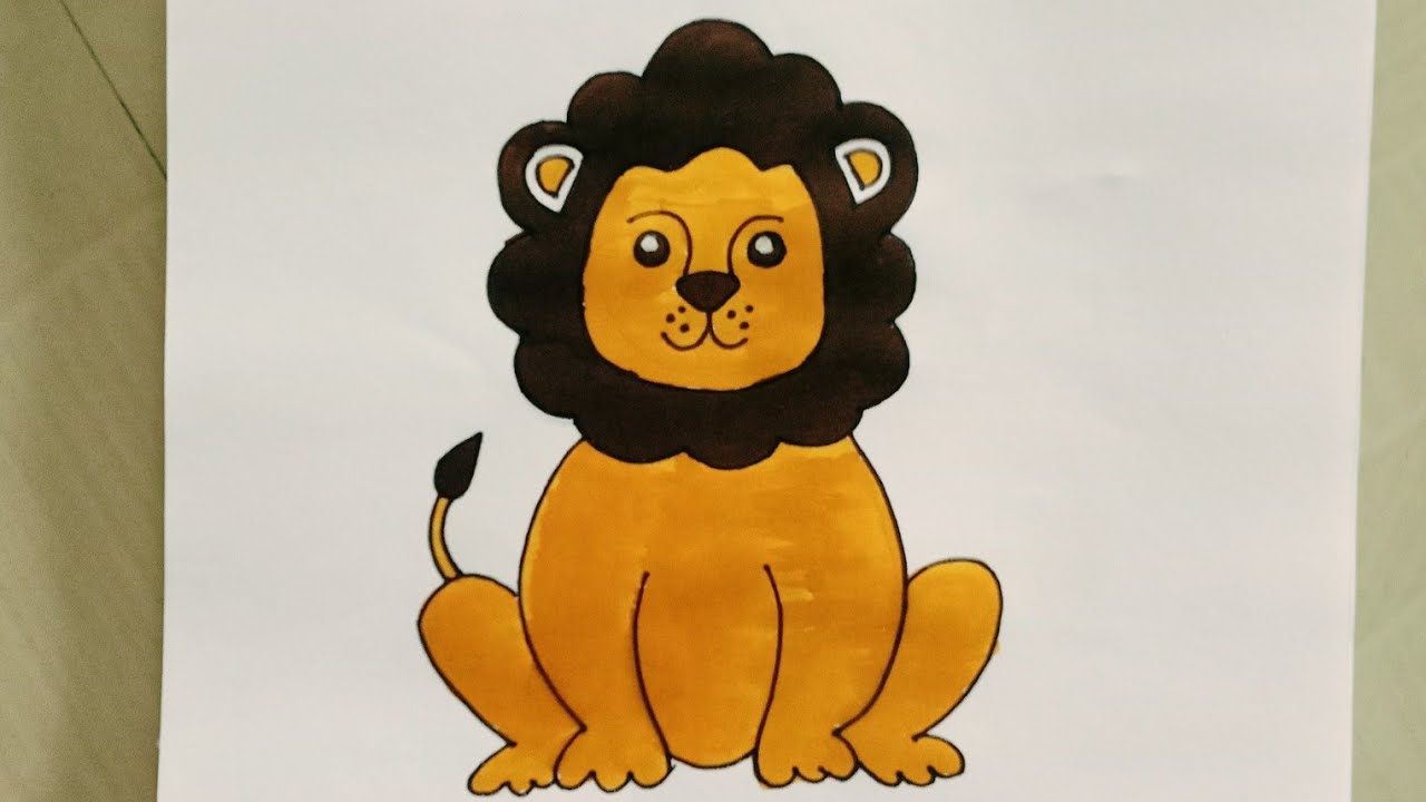 How to Draw A Lion.Lion Drawing Tutorial.Easy Cartoon Lion Drawing Idea ...