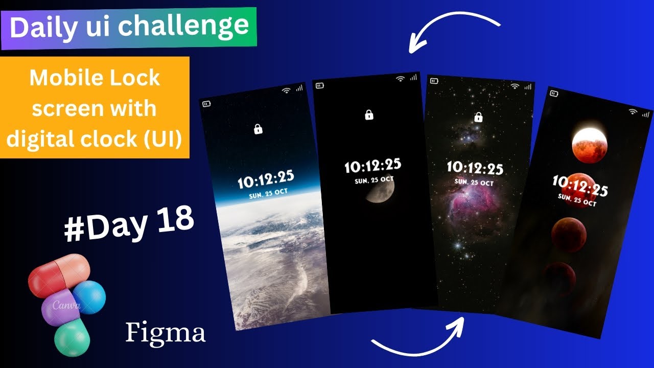 Day - 18 | Mobile lock screen with clock | #figma #graphicdesign - YouTube
