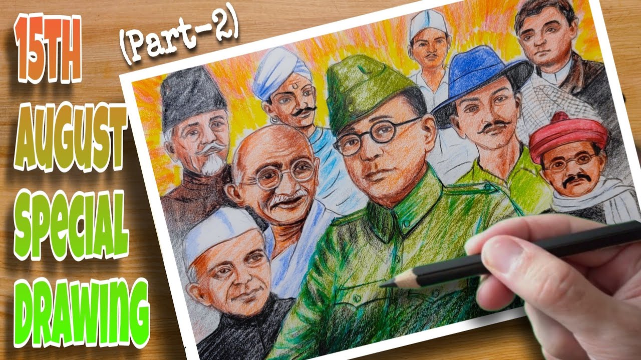 15 august drawing | How to draw Indian freedom fighters | Our national ...