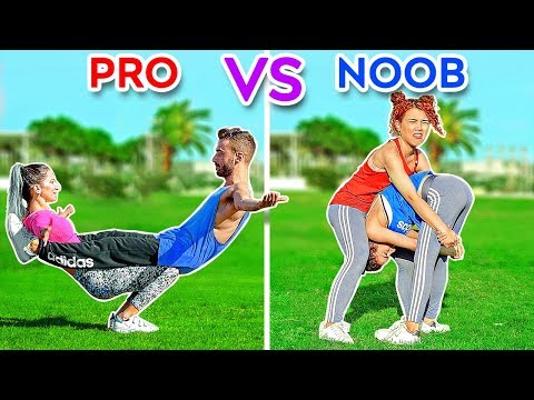 DESAFIOS ACROBÁTICOS! Profissionais VS. Novatas! Truques difíceis de ginástica por 123GO! CHALLENGE
