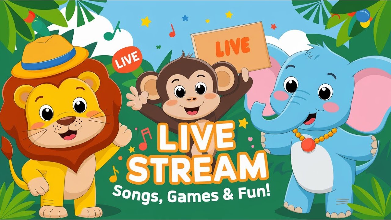 🎉 Kids Live Stream! Fun Songs, Games, and Learning with Jungle Friends ...