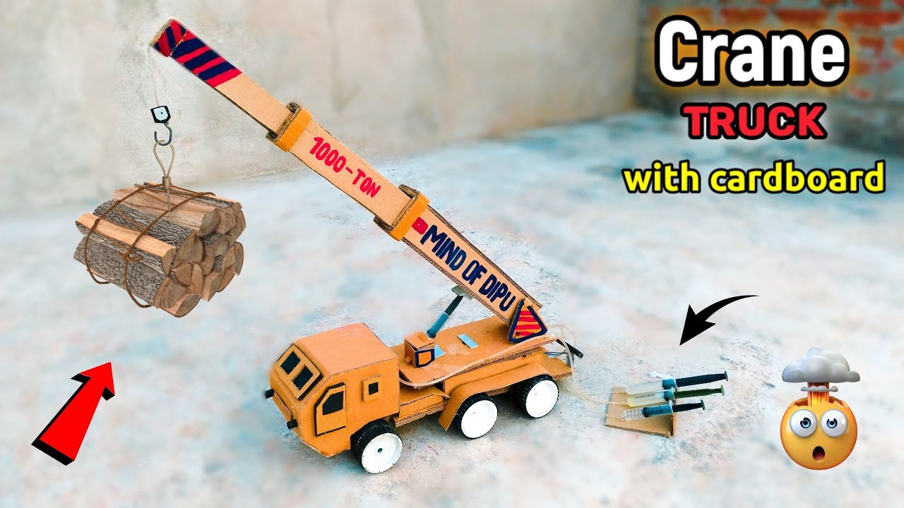 😱 unique project 🤫 | how to make crane with cardboard at home | school ...