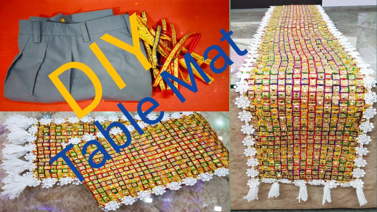 DIY Table Mat Old Pant and old lace Reuse Idea Best Out of West - YouTube