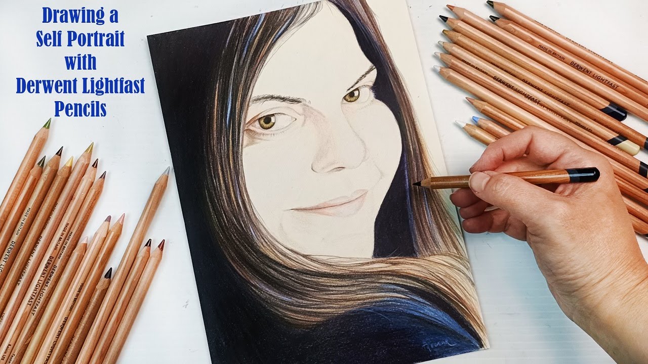 Drawing a Self Portrait! Derwent Lightfast Coloured Pencils on ...