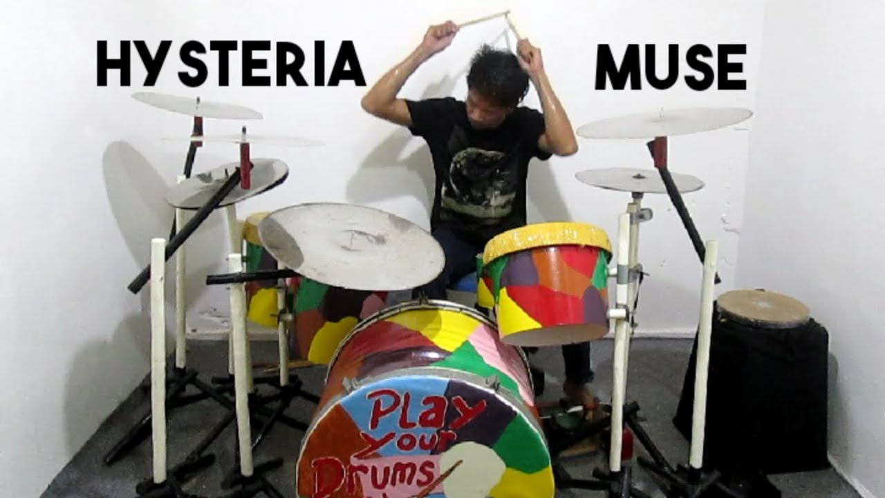 Muse - Hysteria - Drum Cover Homemade Drum Set - YouTube