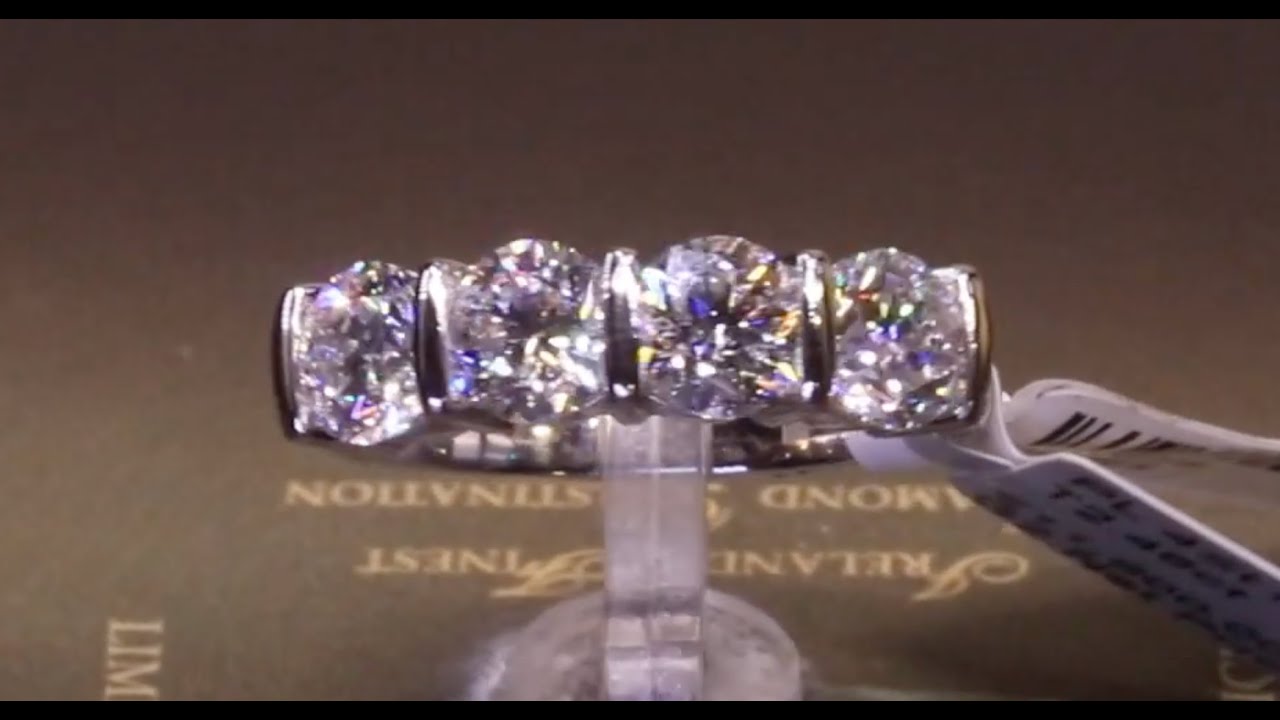 #92688 | T2.48ct | Four Round Brilliant Bar Set Diamond Ring | Platinum ...