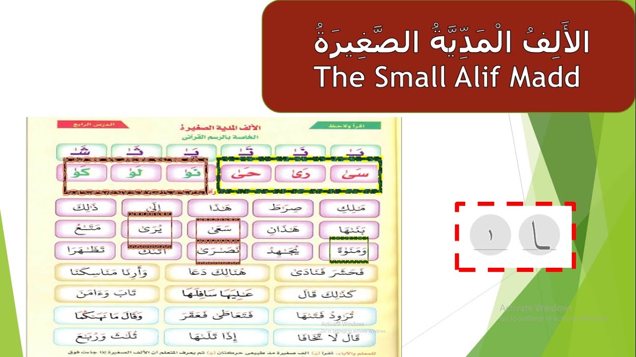 Long vowel Fathaa---Small alif madd الالف المدية الصغيرة---- المد ...
