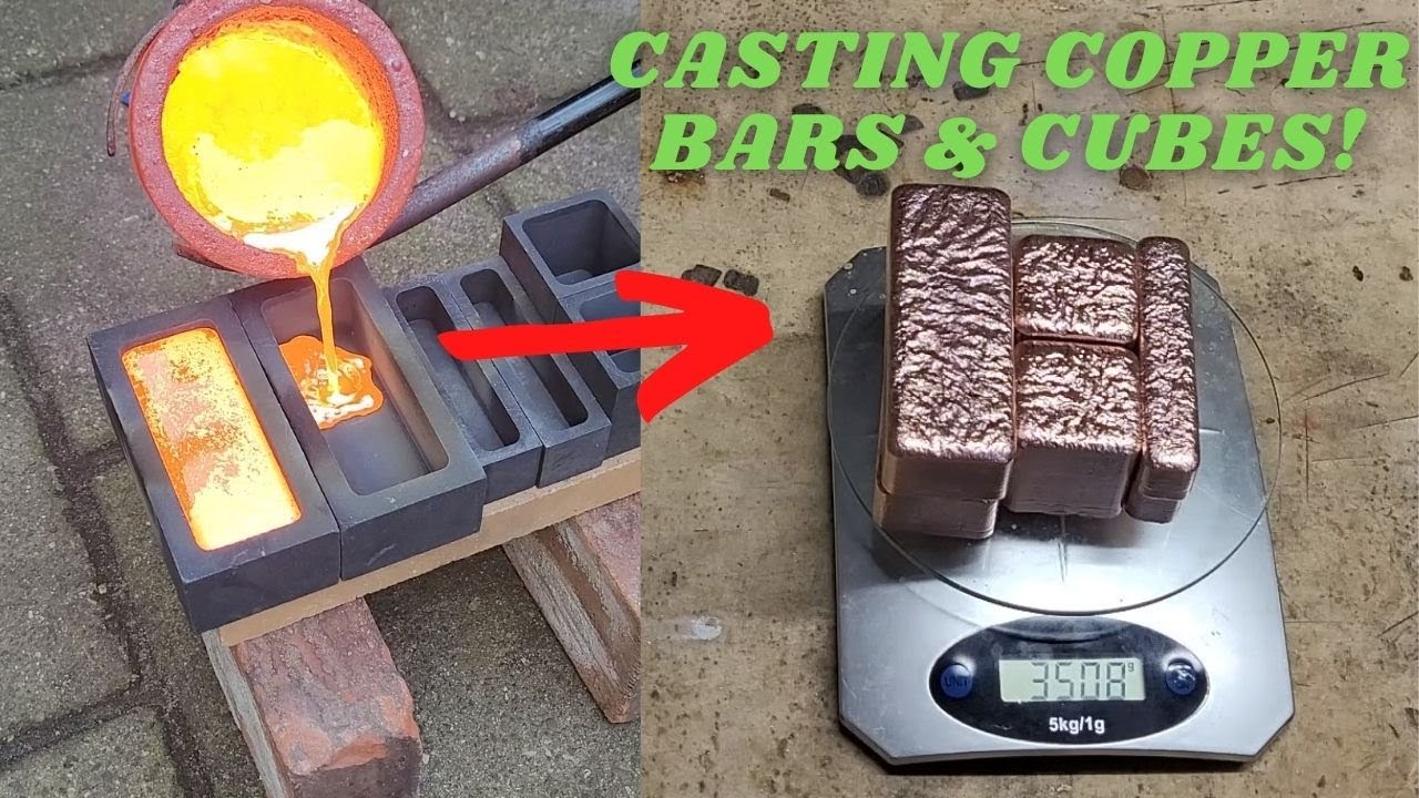 Casting copper bars and cubes - Devil Forge - Melting metal - YouTube