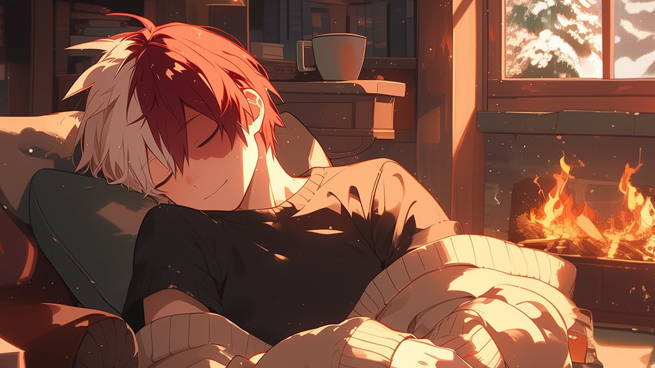 Sleeping Night w/ TODOROKI SHOTO: Snowstorm, Fireplace & Tea | MY HERO ...
