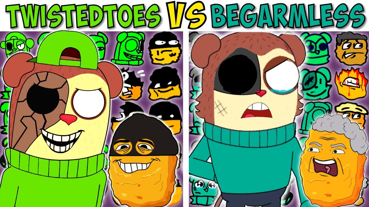 ALL BEGARMLESS VS TWISTEDTOES | FNF Character Test | Gameplay VS ...