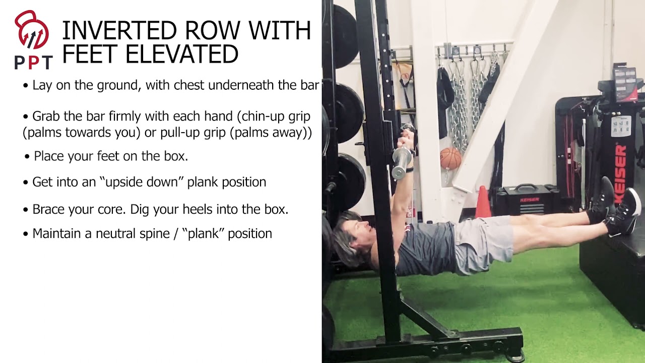 Inverted Row with Feet Elevated - YouTube