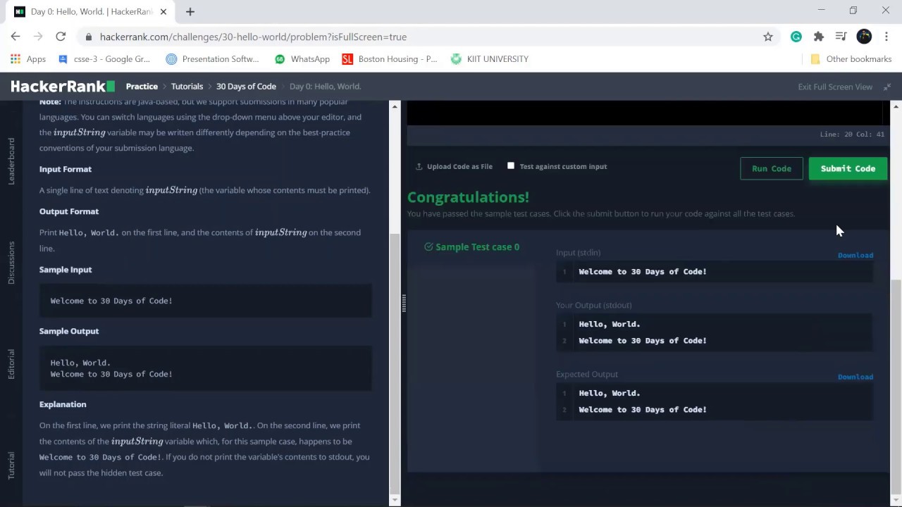 Hackerrank 30 Days Of Code Day 0 Hello World Learnwithme Youtube