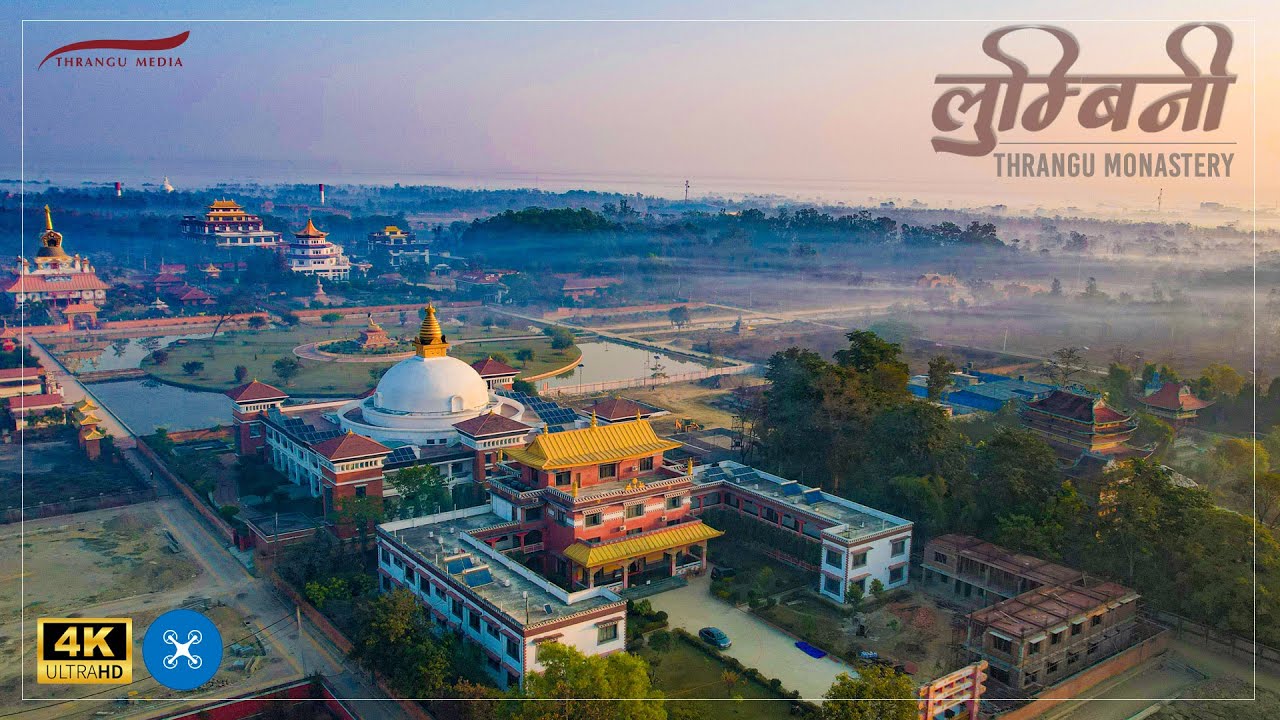 Thrangu Monastery Lumbini • Canada Monastery • Aerial View • 4K ...