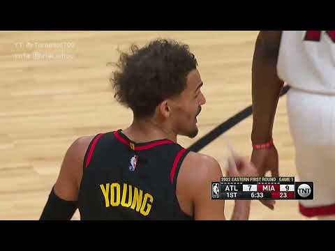 Trae Young and Jimmy Butler already going at it 👀 Early trash talk