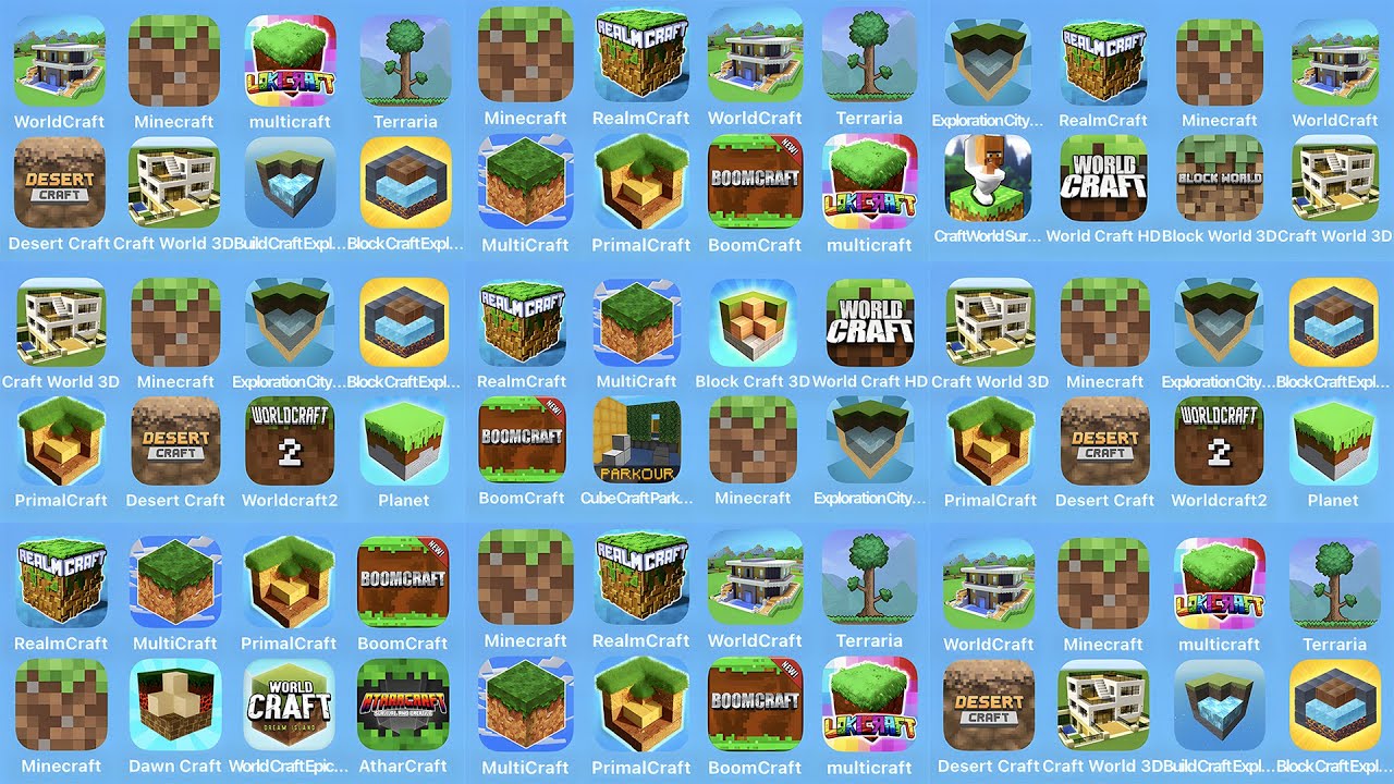 RealmCraft, Minecraft, Terraria, LokiCraft, Boom Craft, Desert Craft ...