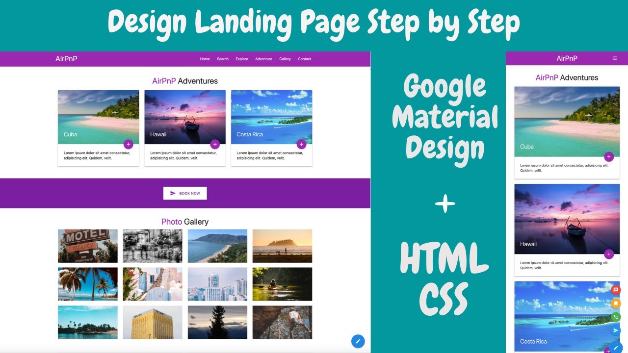 Material Design Landing Page with HTML and CSS - YouTube