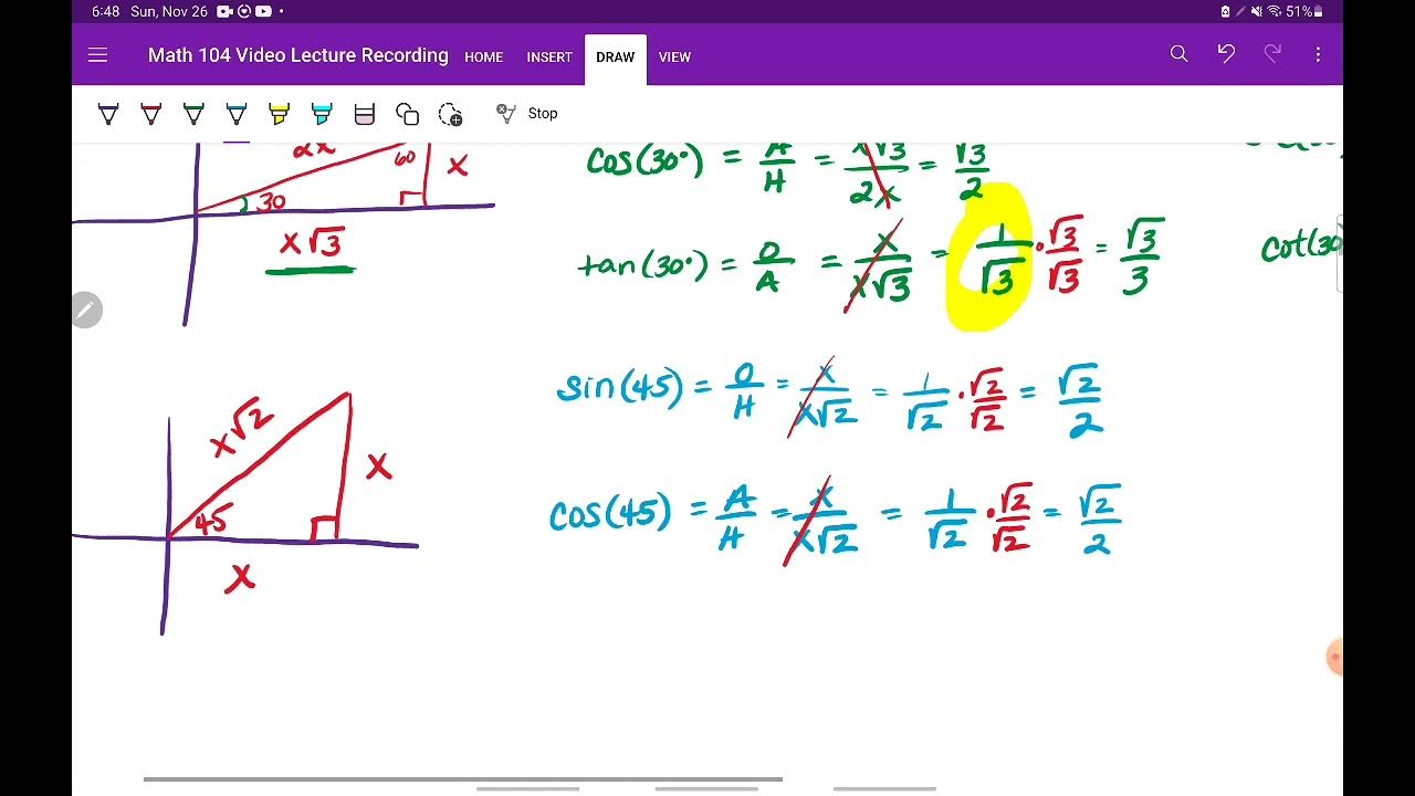 Using Special Right Triangles to Find Trigonometric Values - YouTube