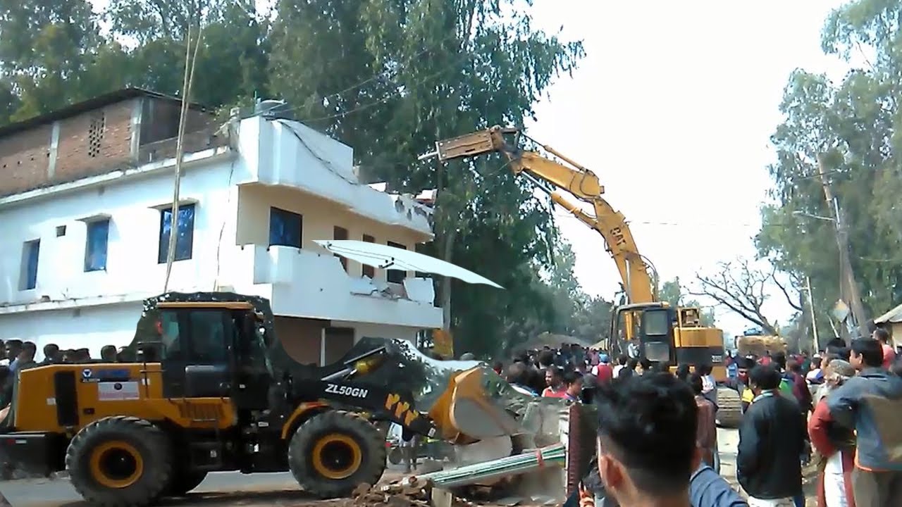 Building Demolition Bulldozer With Excavator | Break the house by ...