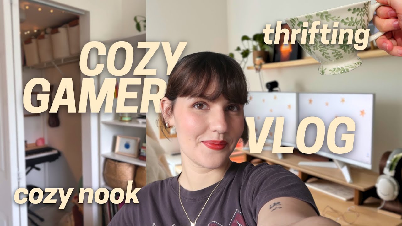 cozy gamer day in the life 🧦☕🧸 gaming, creating a cozy nook, homemade ...