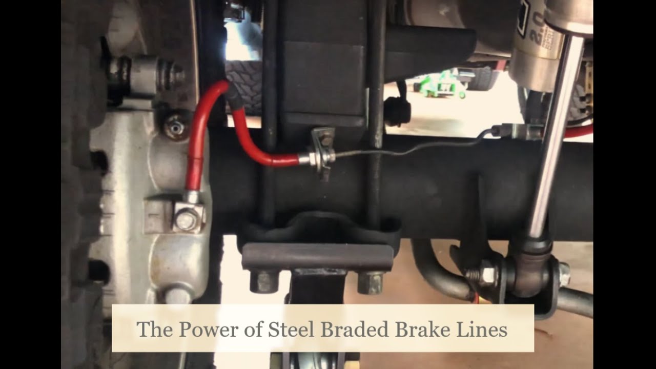 Red Reinforced Kevlar Steel Braded Brake Lines on Dodge Ram - YouTube