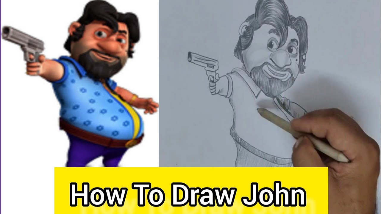 How To Draw John in Motu Patlu l Drawing of John Motu Patlu character l ...