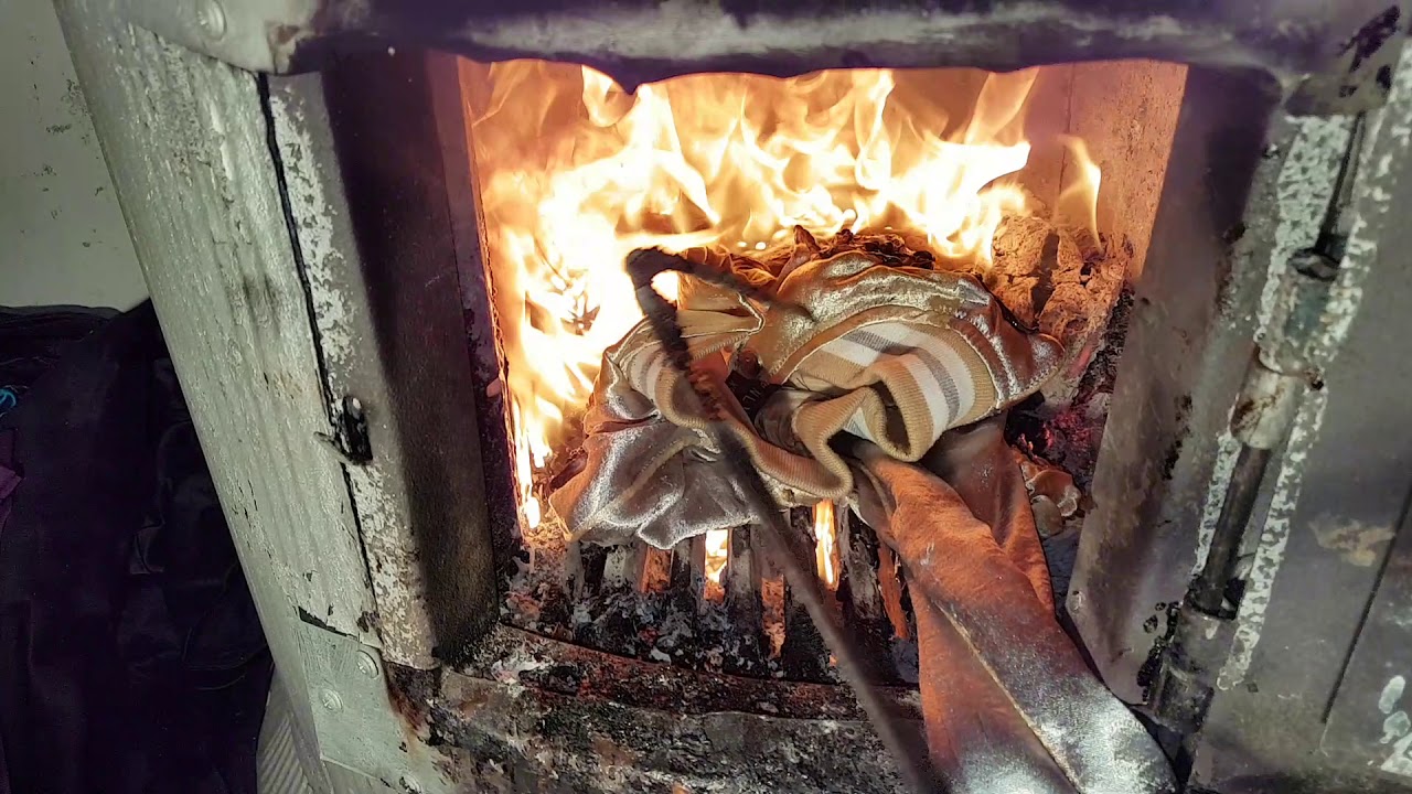 Burning old satin jacket - YouTube