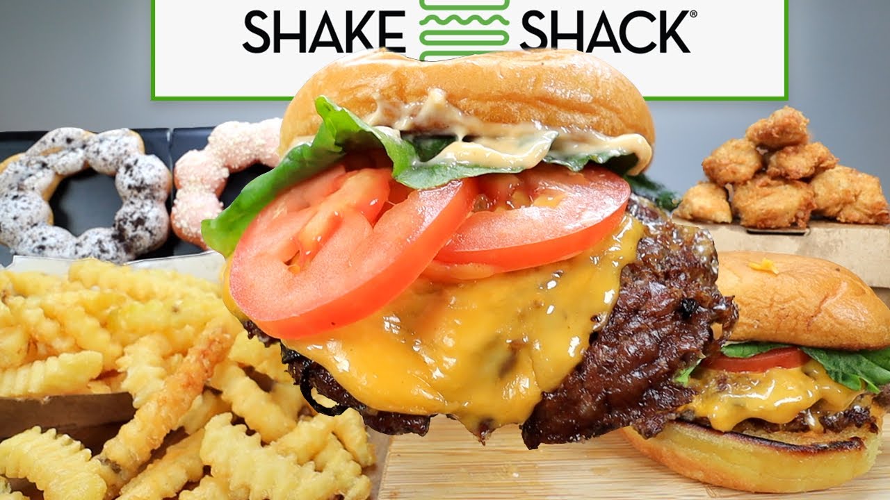 MUKBANG EATING Shake Shack Double Shack Burgers, Mochi Donuts, Crinkle ...