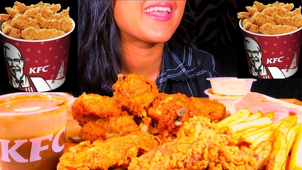 ASMR MEGA KFC MUKBANG, FRIED CHICKEN, HOT WINGS, TENDERS, *EATING ...