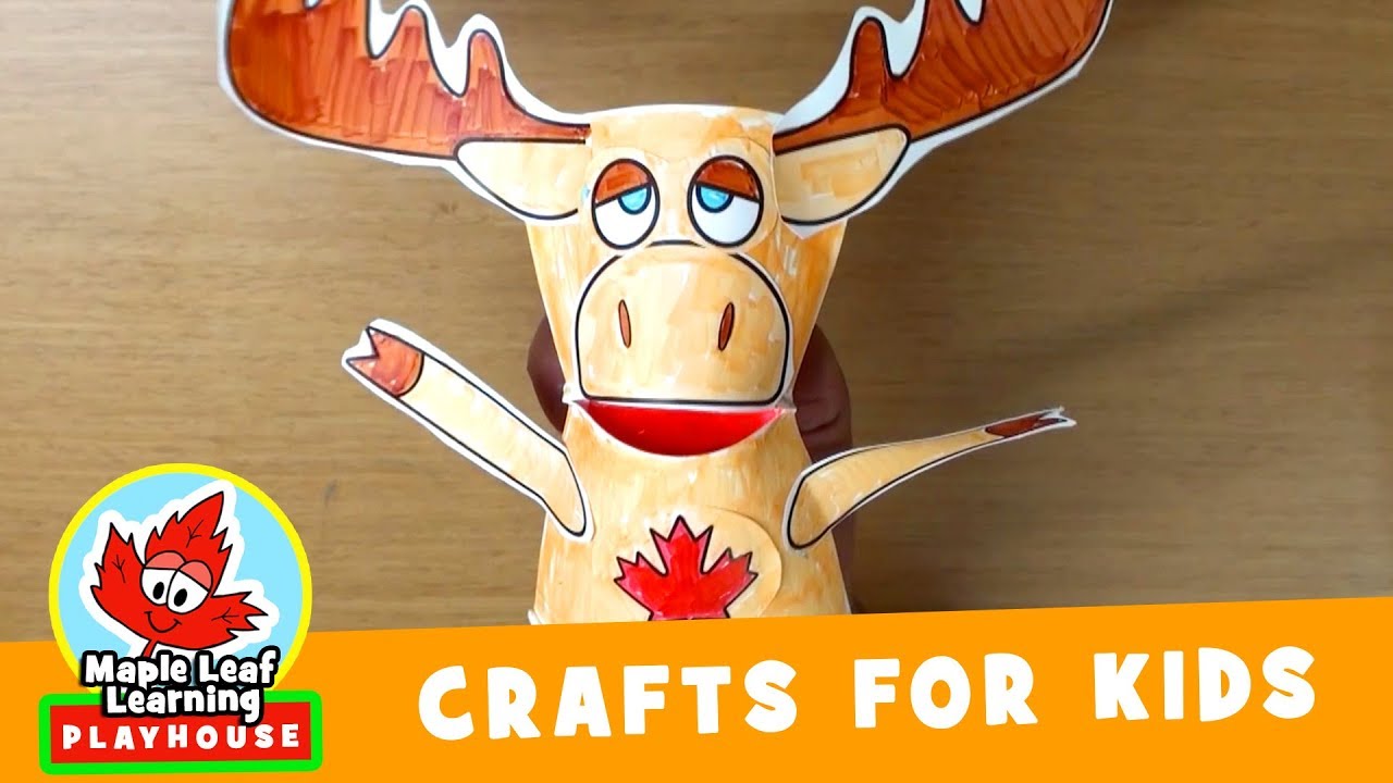 Moose Puppet Craft for Kids | Maple Leaf Learning Playhouse - YouTube
