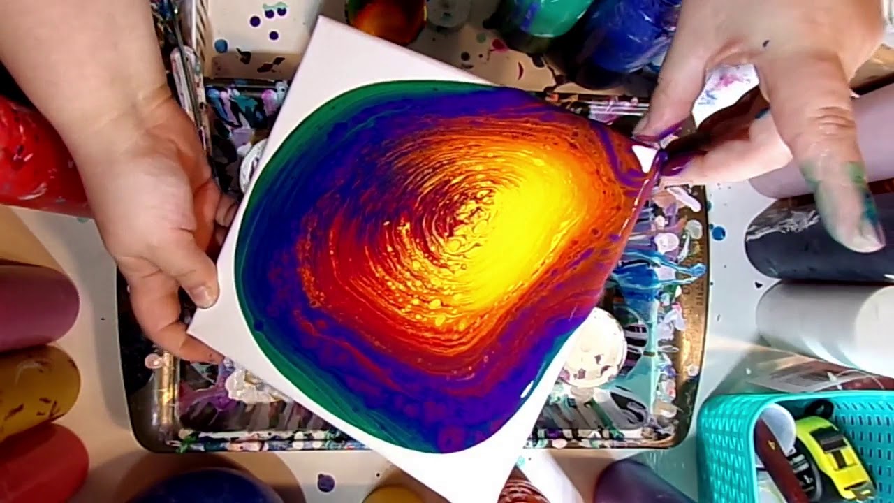 Rainbow Tree Ring Paint Pour - YouTube