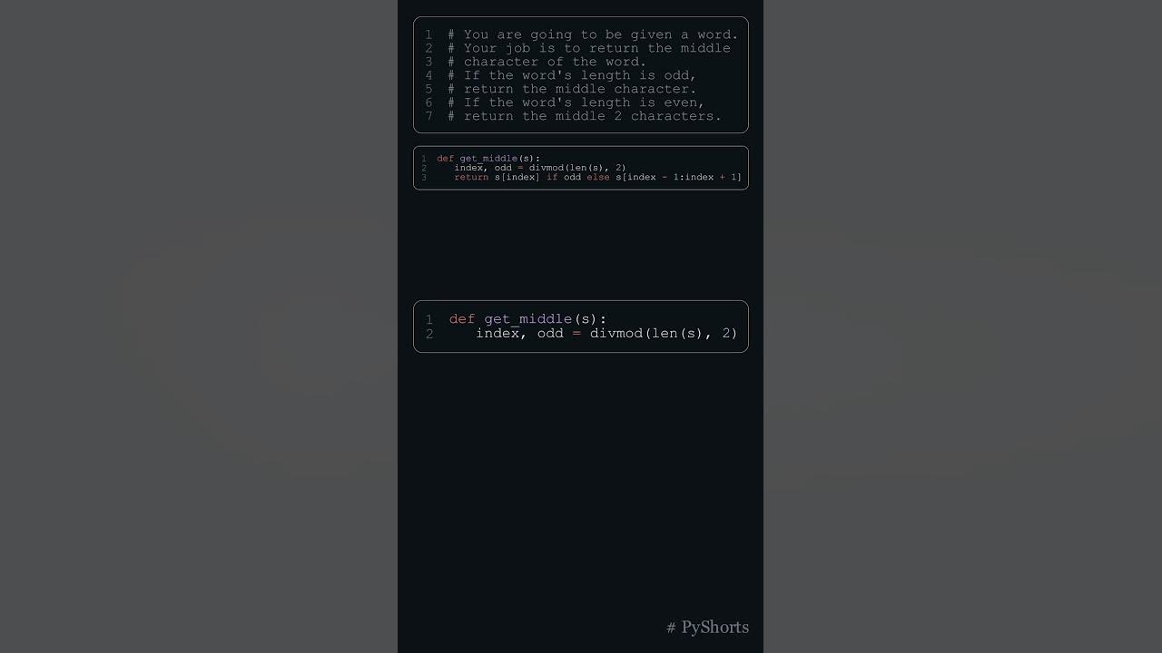 Find The Middle Character Of A Word In Python shorts python coding find-the-middle-character-of-a-word-in-python-shorts-python-coding