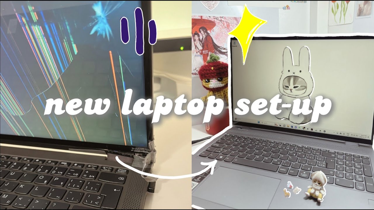 set up my new laptop with me *aesthetic & decorating* (retiring the old ...