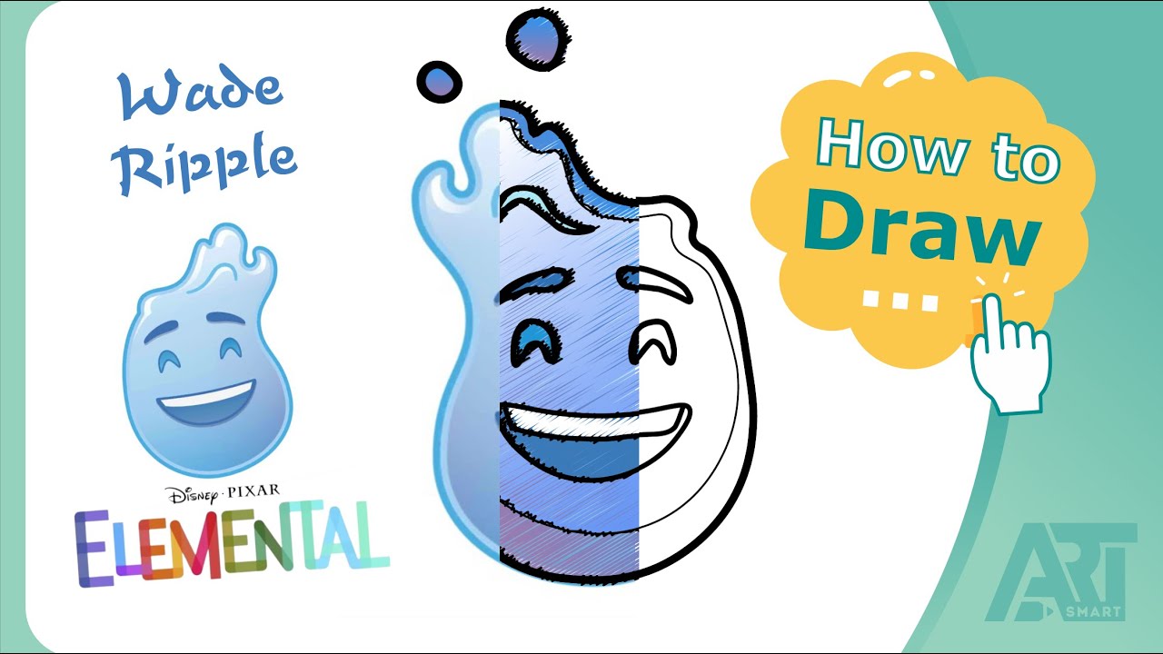Elemental: How to Draw a Emoji Wade Ripple || Disney Movies | Step By ...
